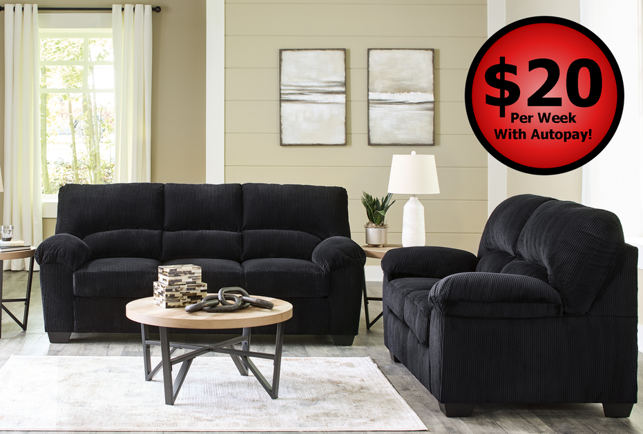 Simplejoy Onyx Sofa & Loveseat - Continental Home Center